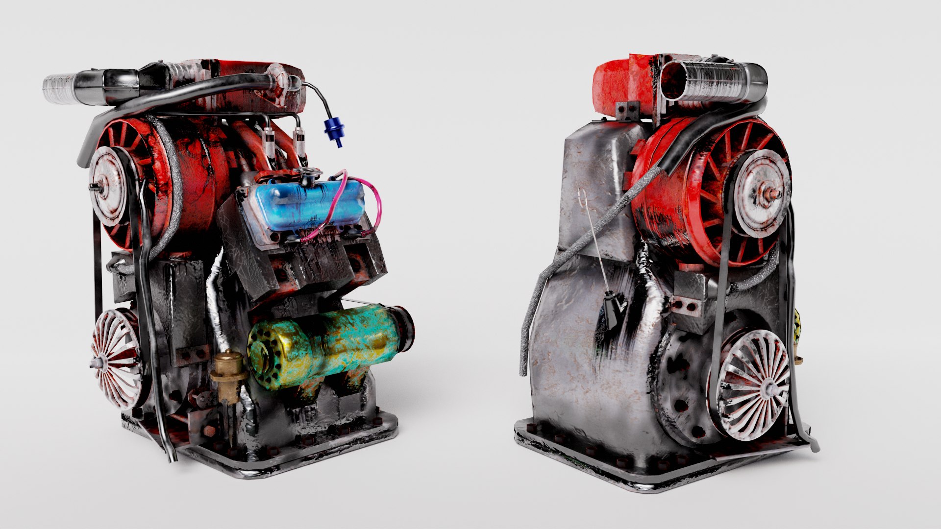 3D Old Rusty Vintage Car Engine Vehicle Part Al5 Model - TurboSquid 1962958