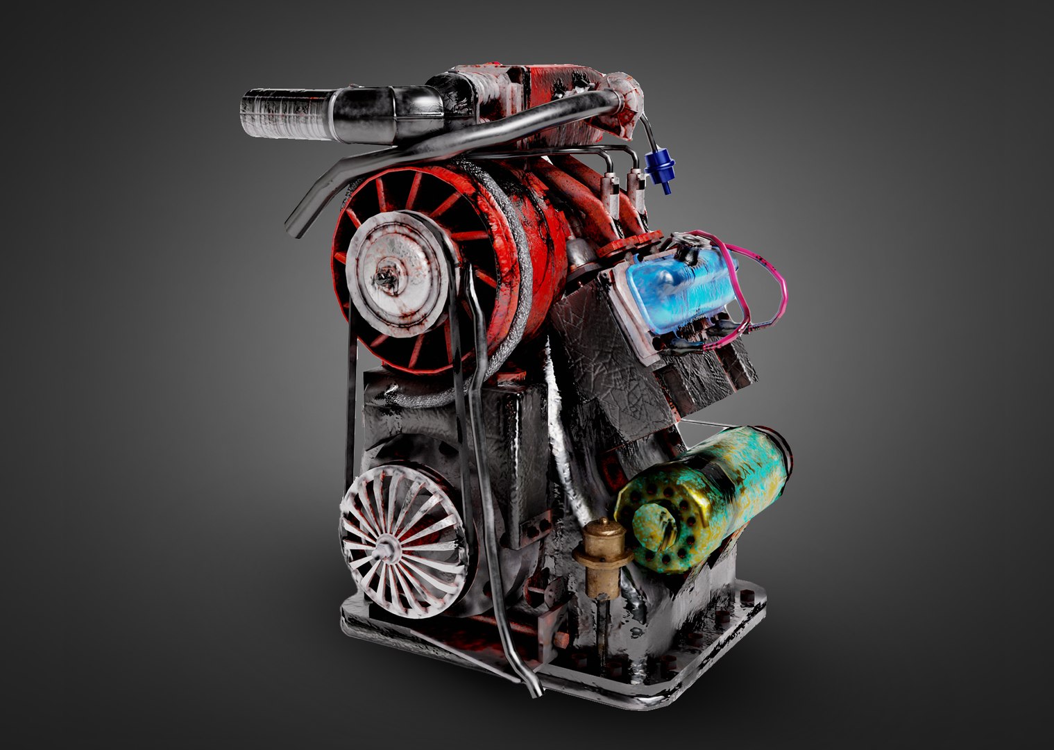 3D Old Rusty Vintage Car Engine Vehicle Part Al5 Model - TurboSquid 1962958