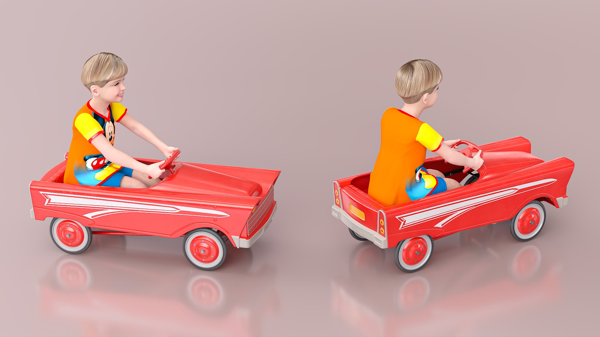 Vintage Pedal Car With Boy 3D Model - TurboSquid 2398764