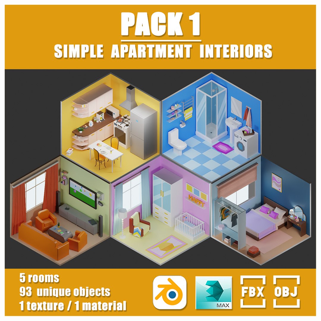 Simple Interior Collection 1 Low Poly 3D Model - TurboSquid 1739790