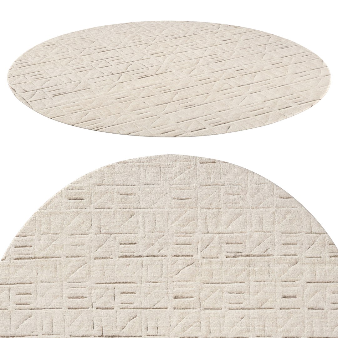 3D Kinari Wool Rug Ivory Natural Round - TurboSquid 2367923