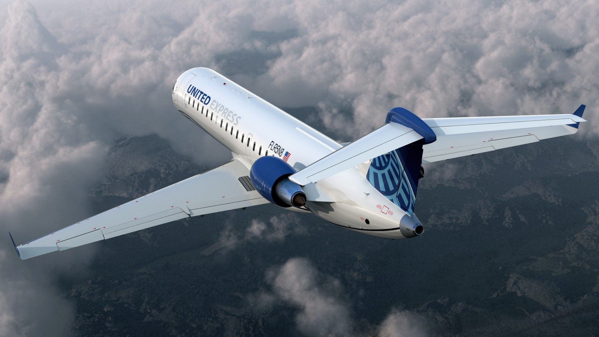 3D Bombardier CRJ550 Regional Jet United Express Rigged model ...