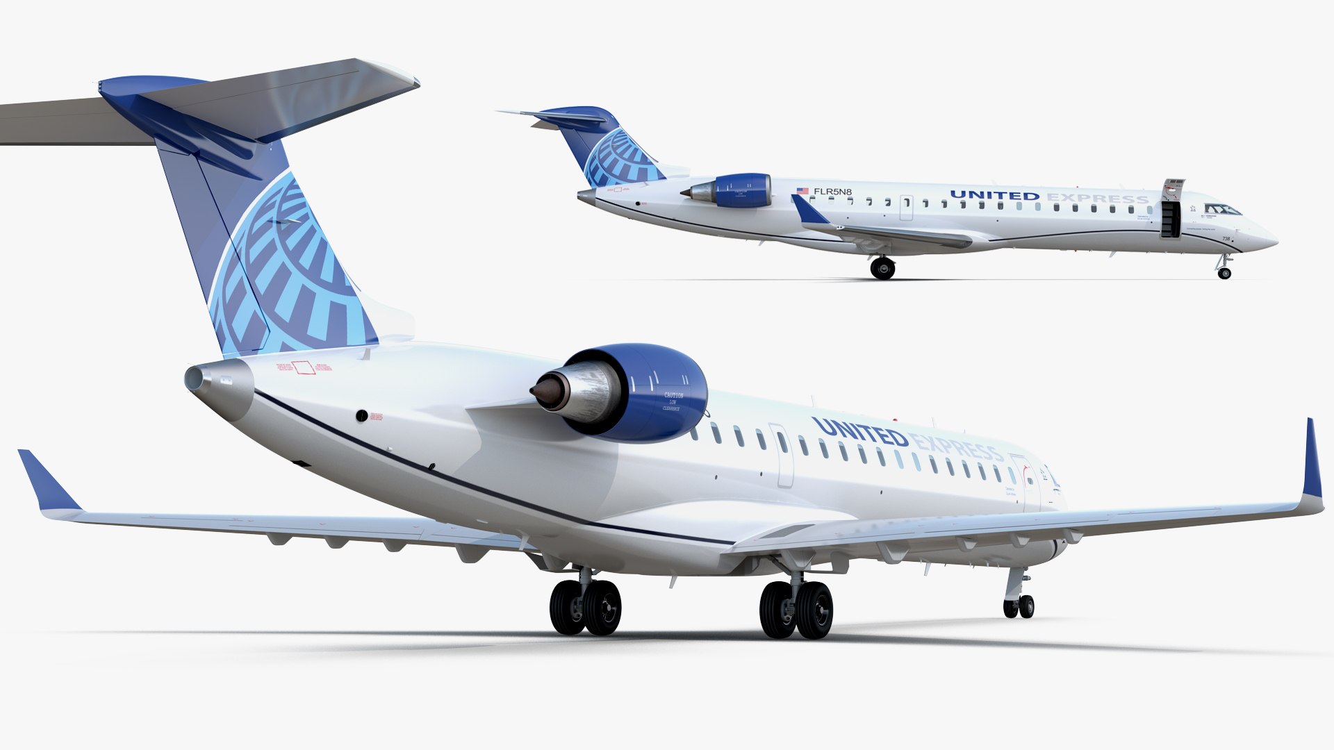 3D Bombardier CRJ550 Regional Jet United Express Rigged model ...