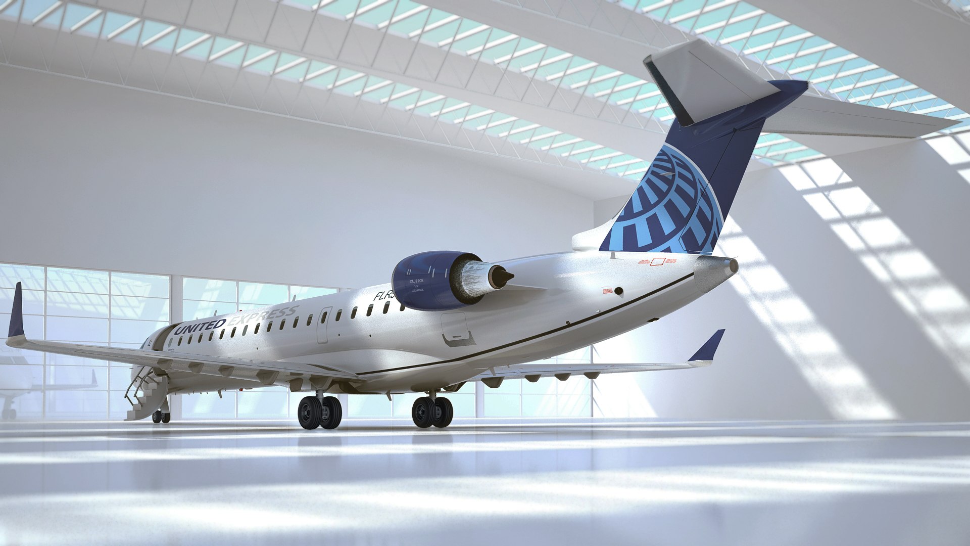 3D Bombardier CRJ550 Regional Jet United Express Rigged model ...