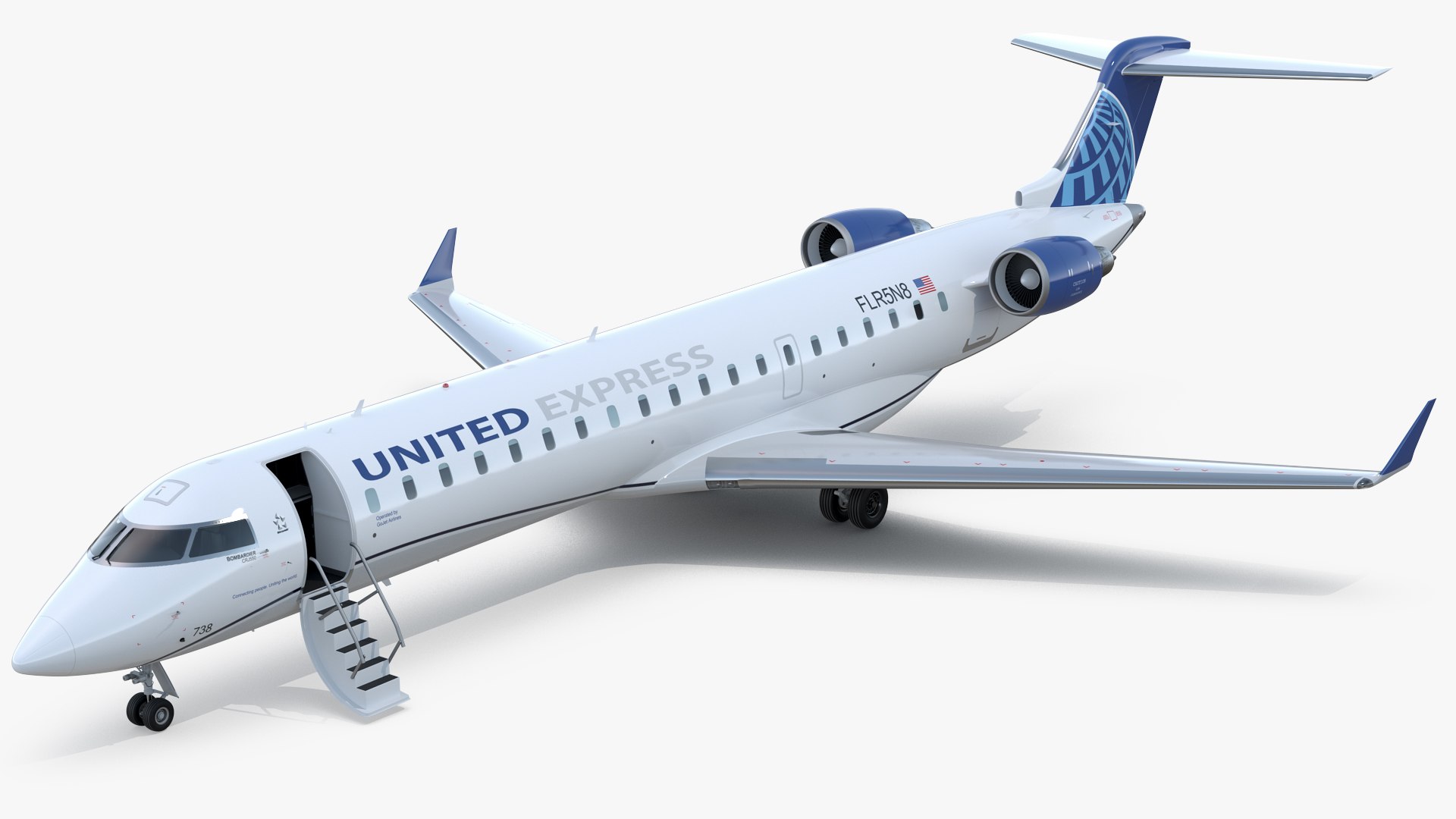 3D Bombardier CRJ550 Regional Jet United Express Rigged model ...