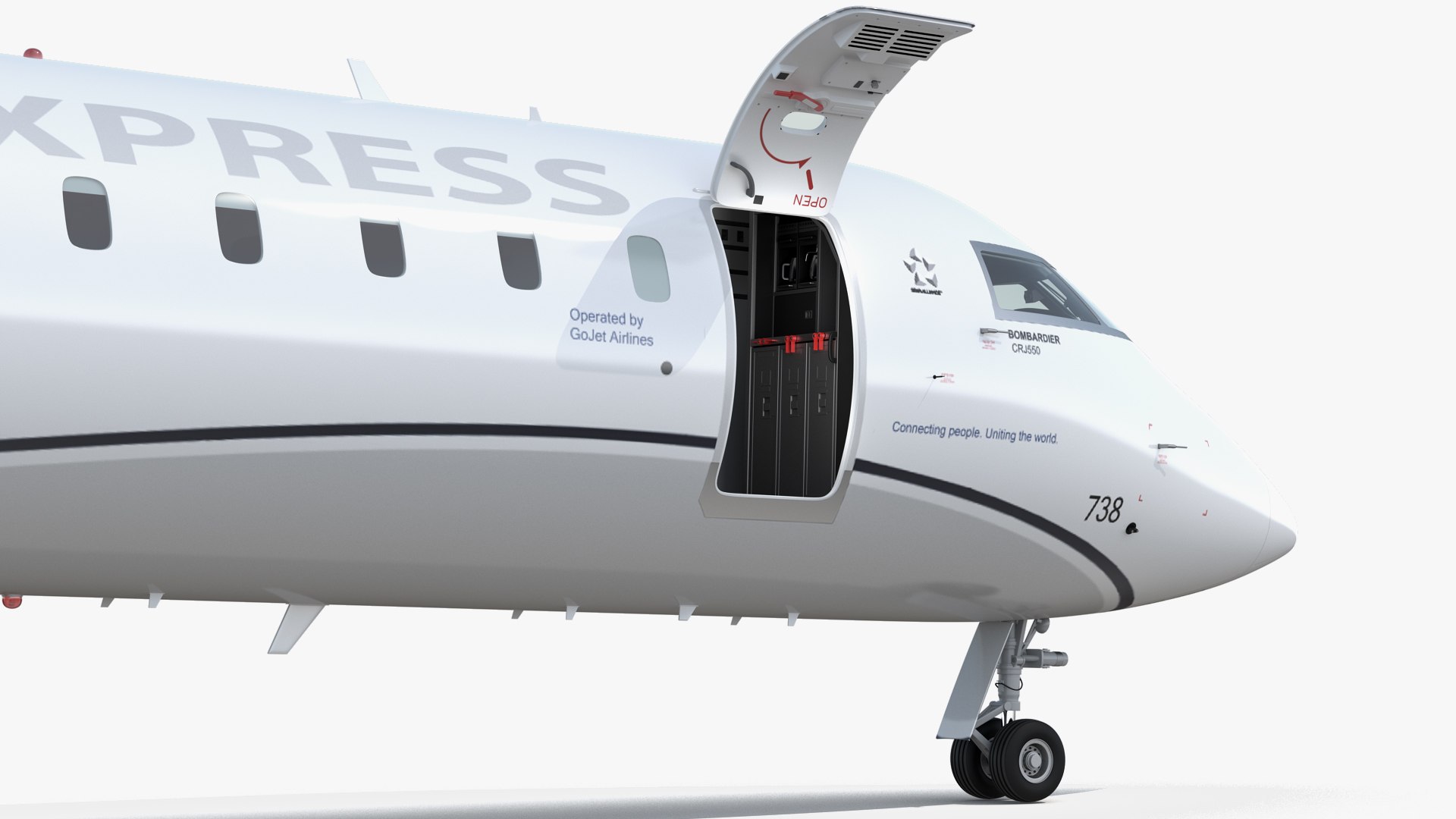3D Bombardier CRJ550 Regional Jet United Express Rigged model ...