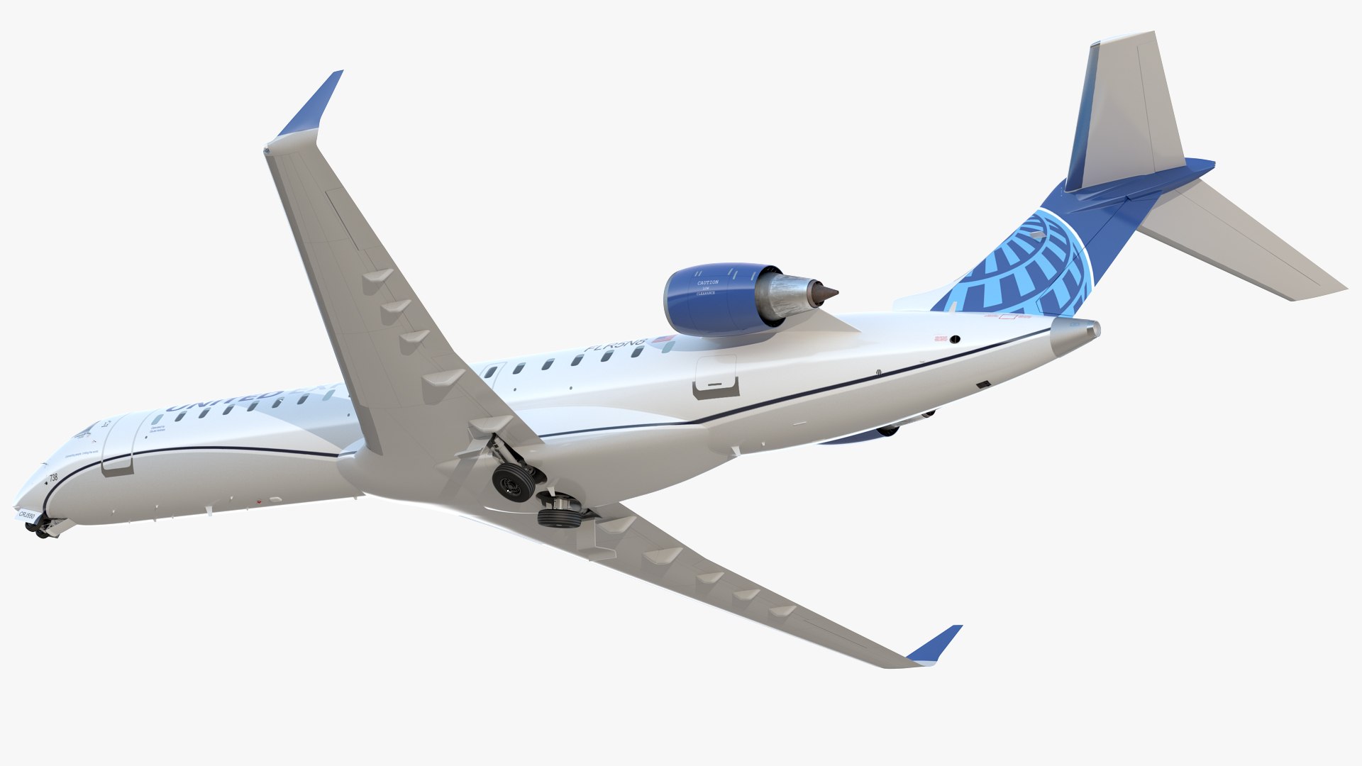 3D Bombardier CRJ550 Regional Jet United Express Rigged model ...