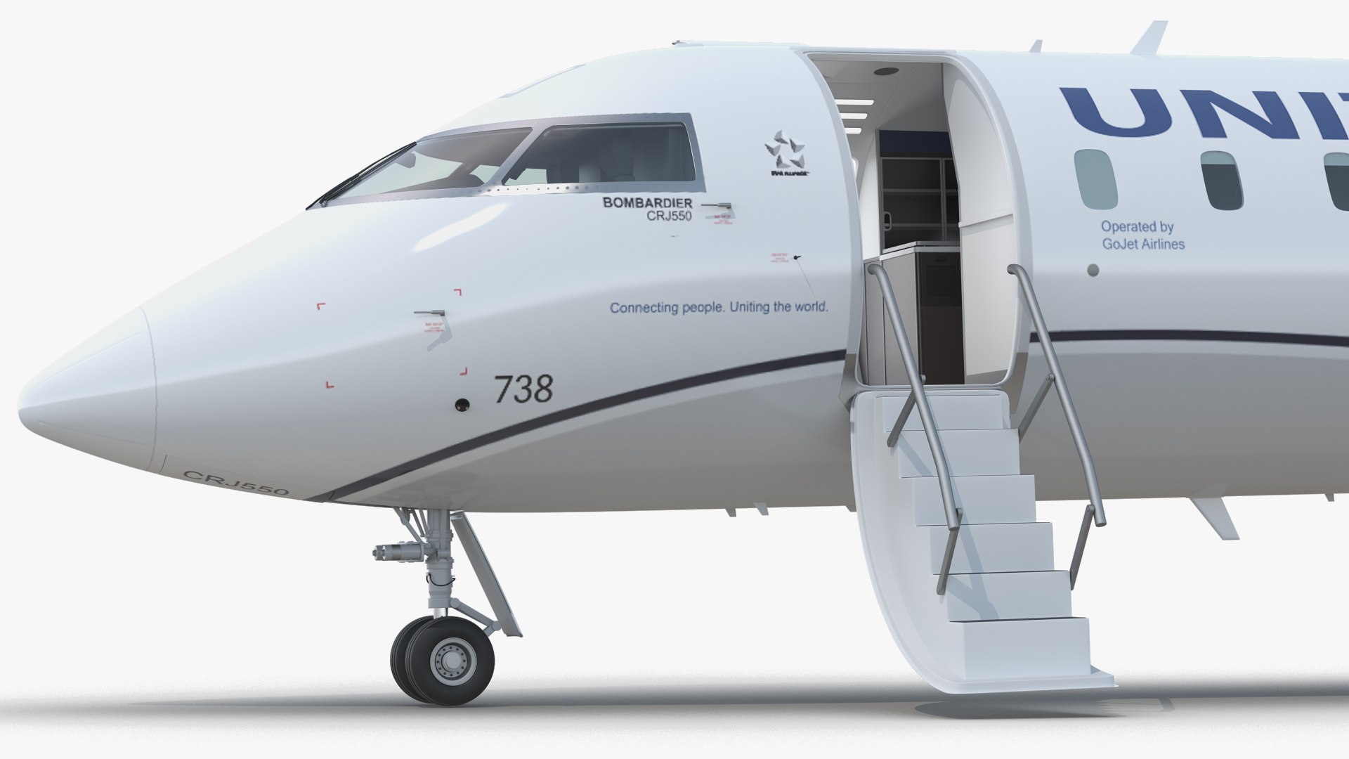 3D Bombardier CRJ550 Regional Jet United Express Rigged model ...