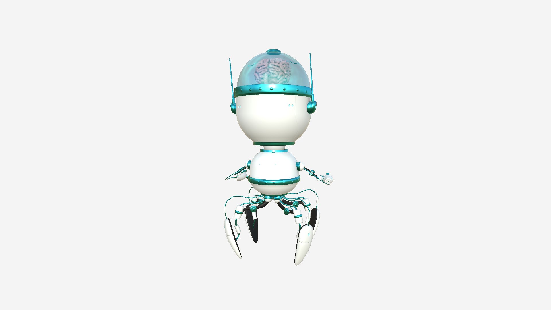 Brain Robot G02 White Blue - SciFi Character Design 3D Model ...