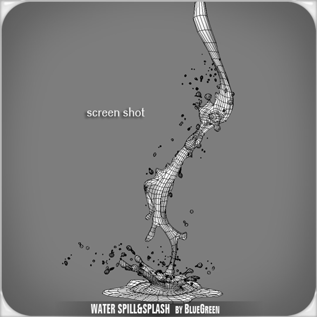 3d Water Spill Splash Model