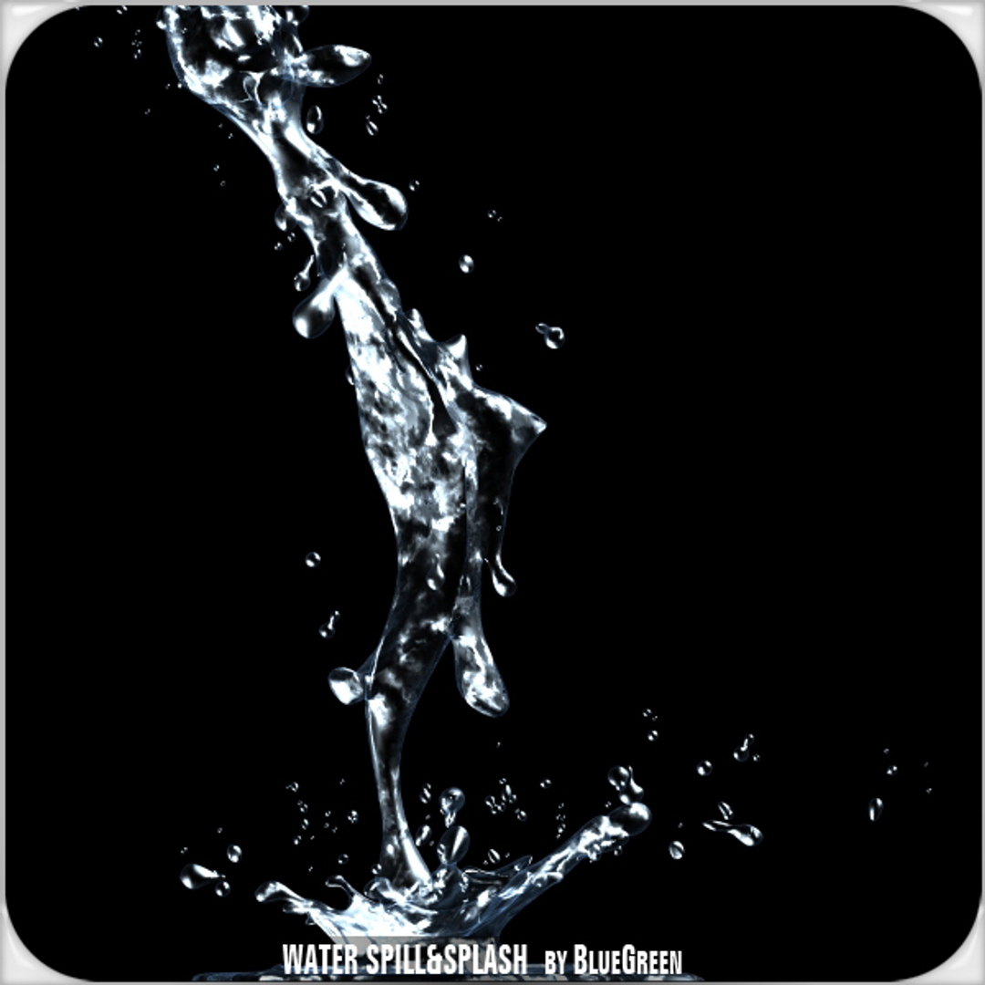 3d water spill splash model