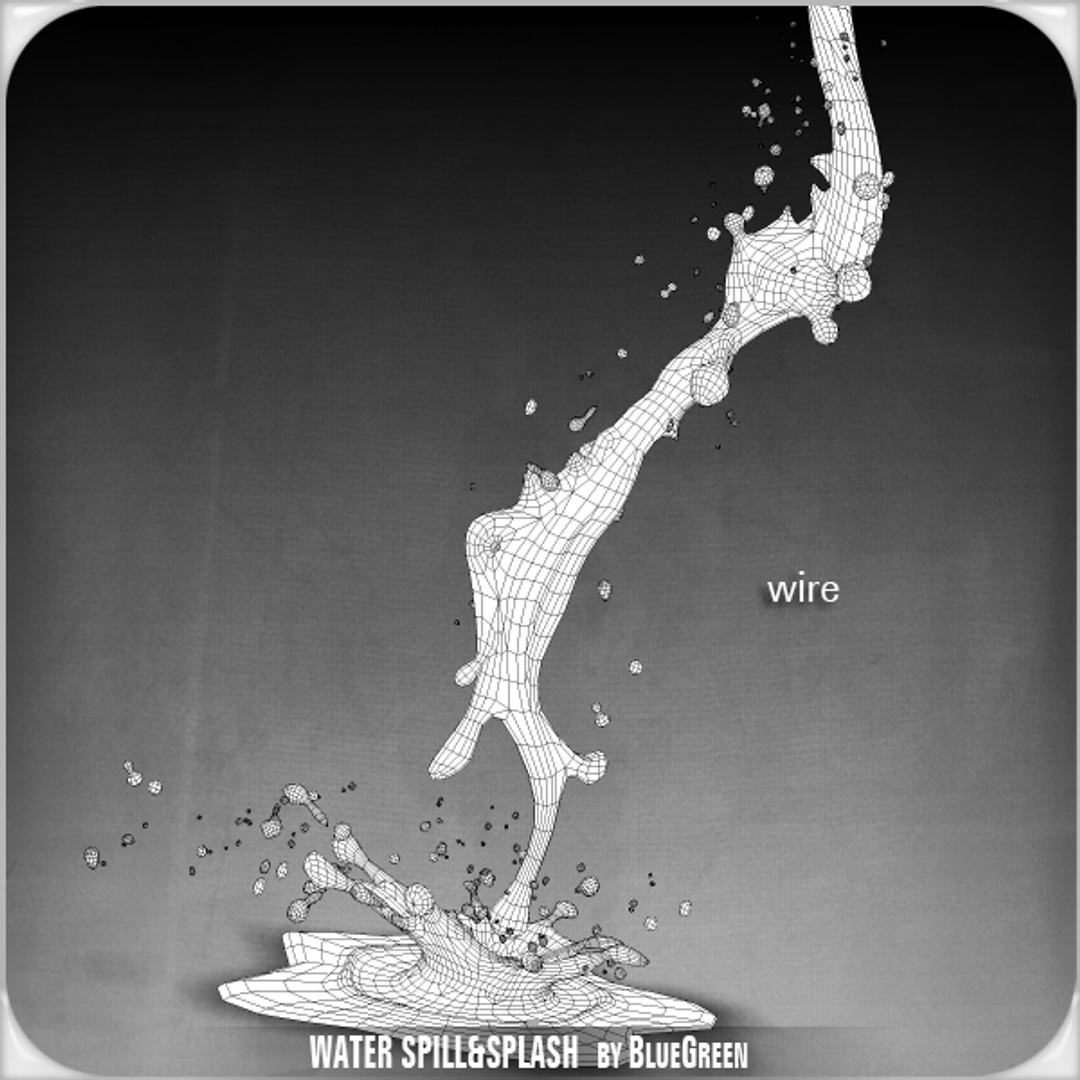 3d water spill splash model