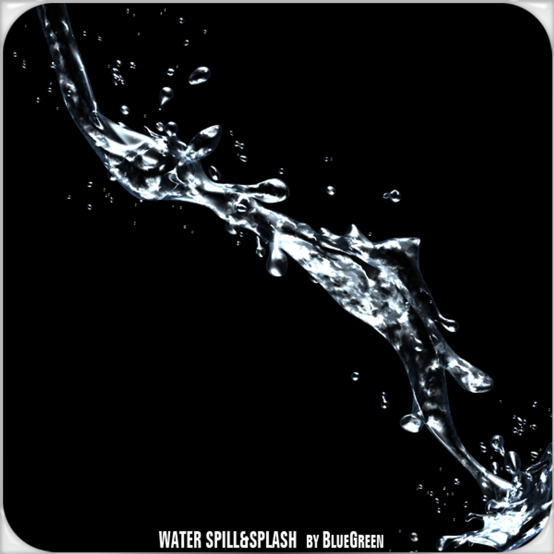 3d water spill splash model