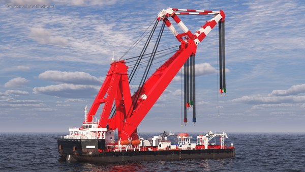 modelo 3d Floating Vessel Crane Working Position - TurboSquid 2111842