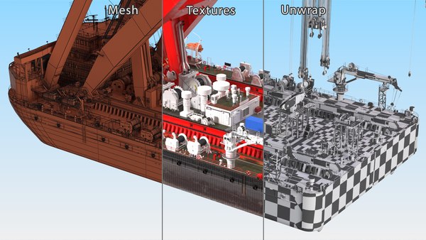 modelo 3d Floating Vessel Crane Working Position - TurboSquid 2111842