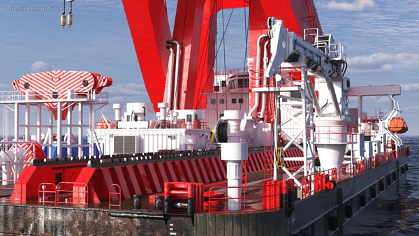 modelo 3d Floating Vessel Crane Working Position - TurboSquid 2111842