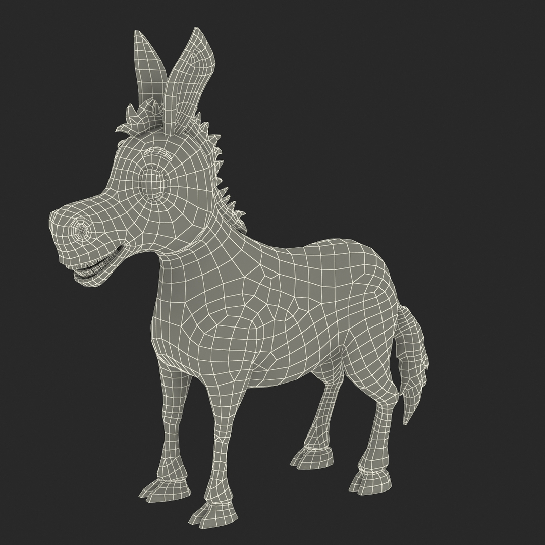 3d max cartoon donkey rigged