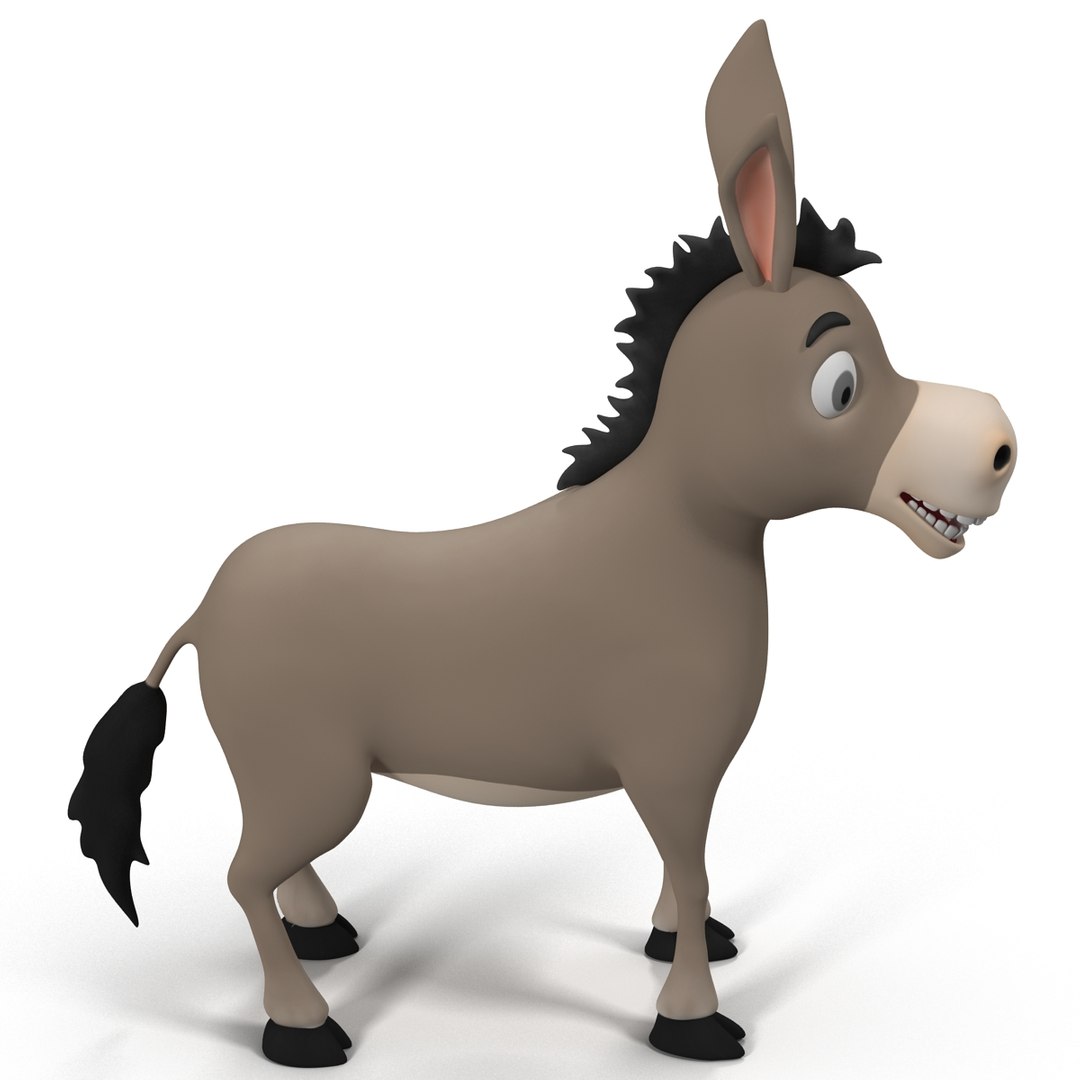 3d max cartoon donkey rigged