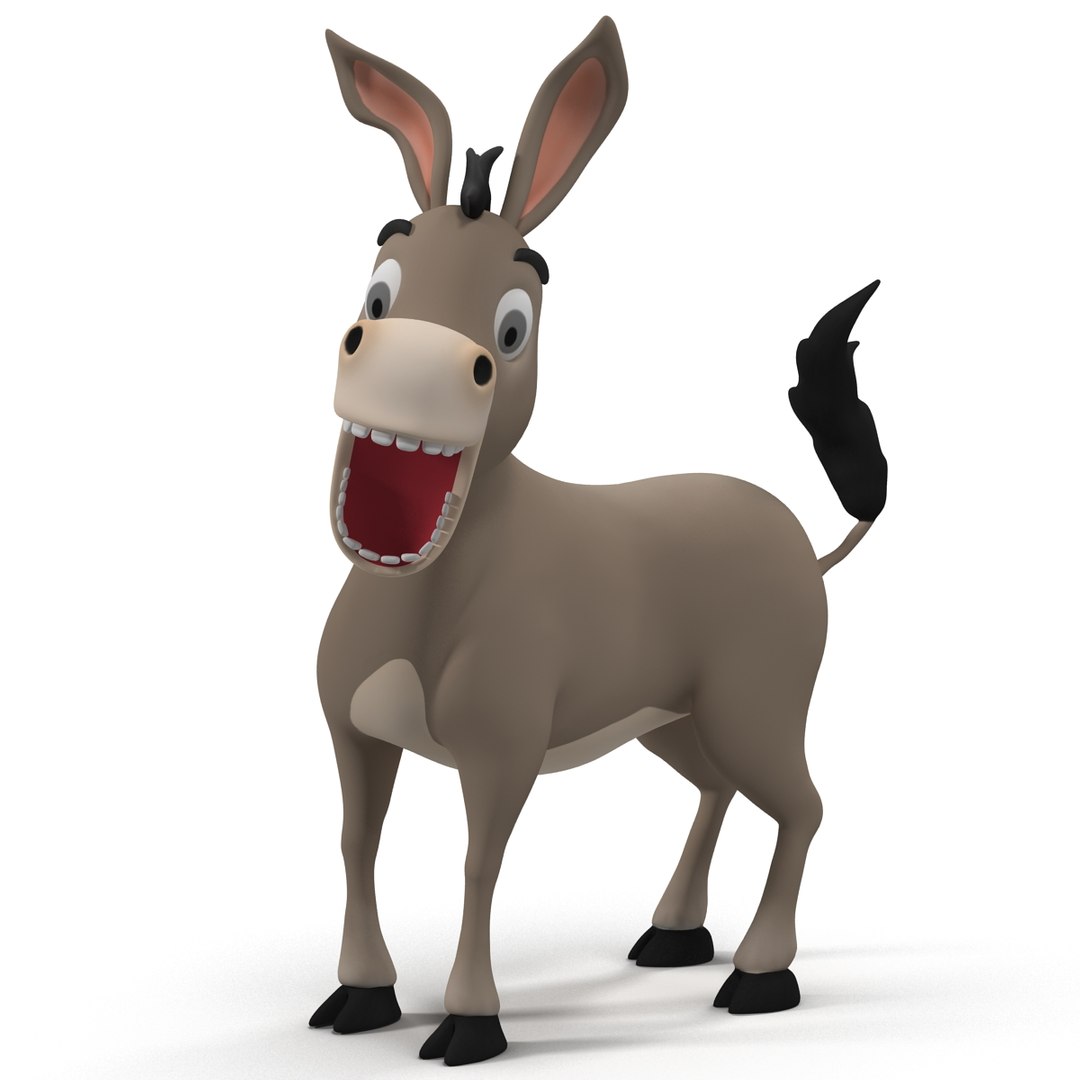 3d max cartoon donkey rigged