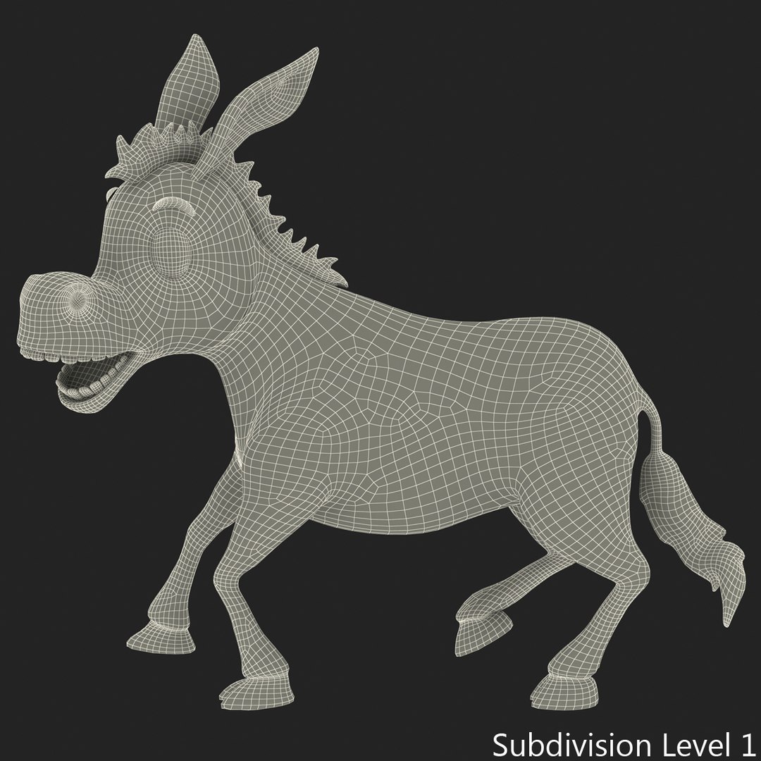 3d max cartoon donkey rigged