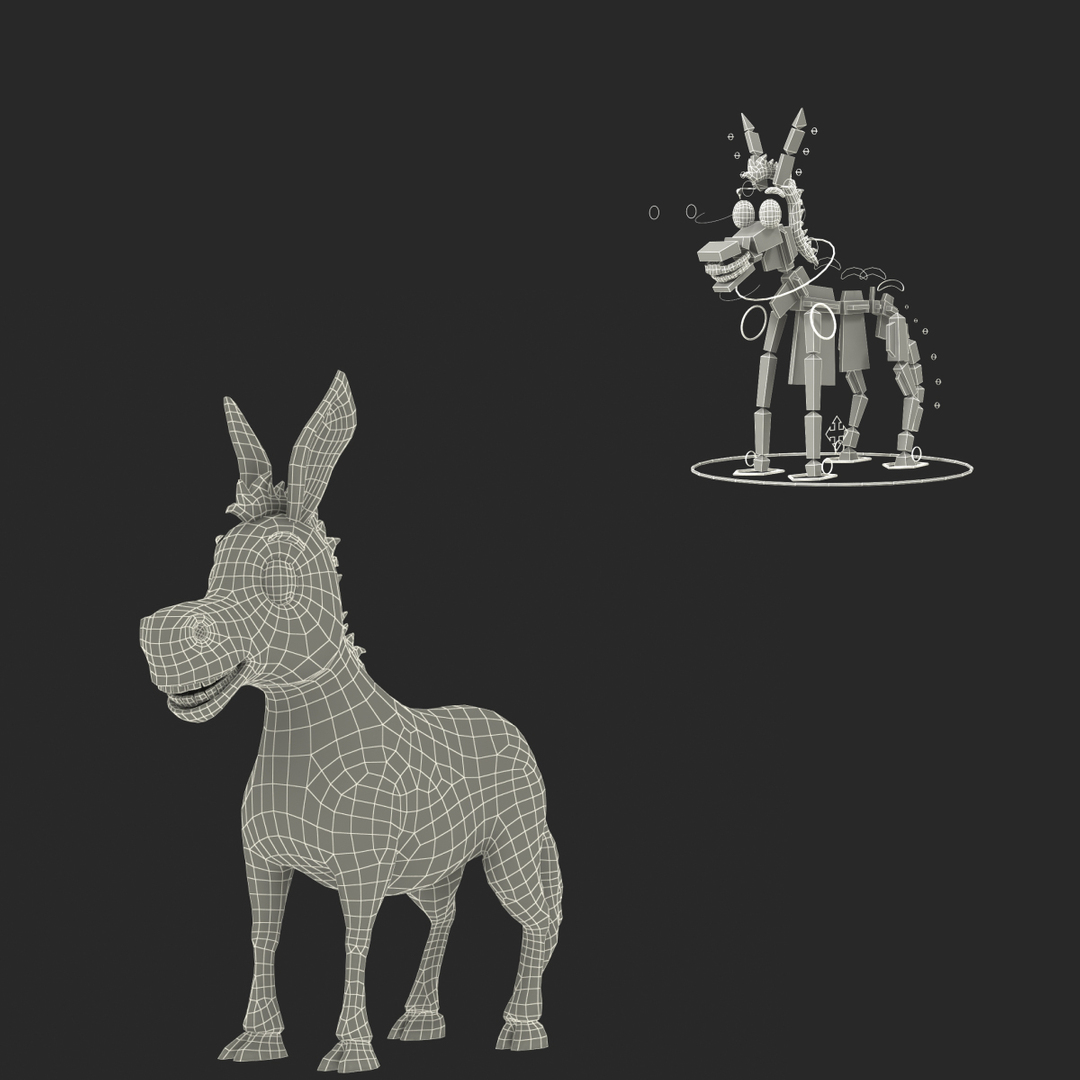 3d max cartoon donkey rigged