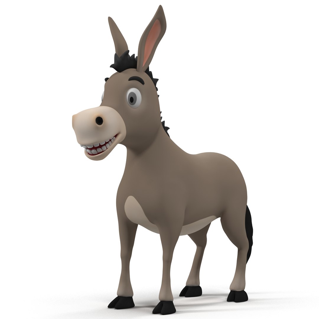 3d max cartoon donkey rigged