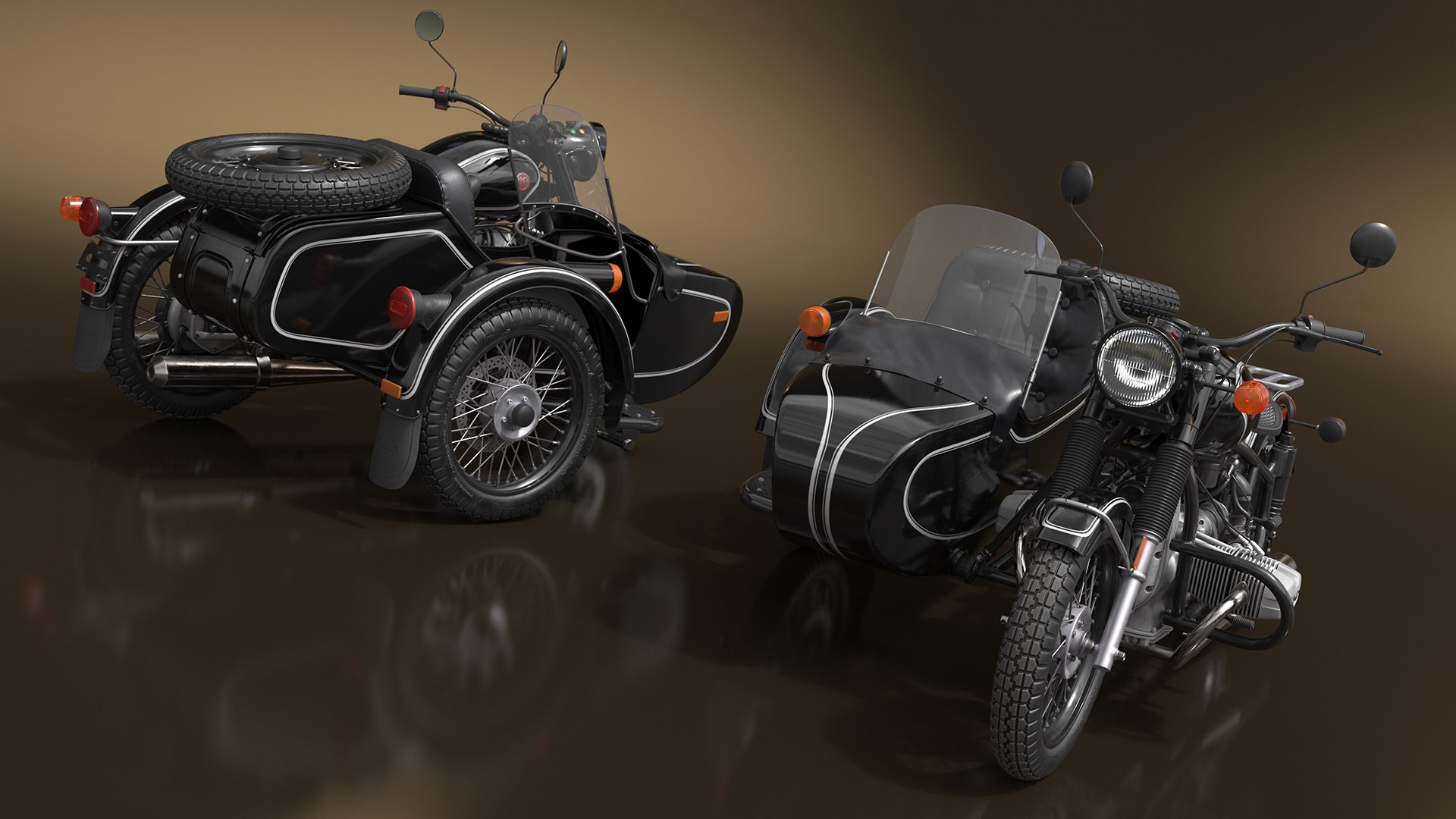 Ural M70 Motorcycle With Cradle Black Rigged For Maya 3D Model ...