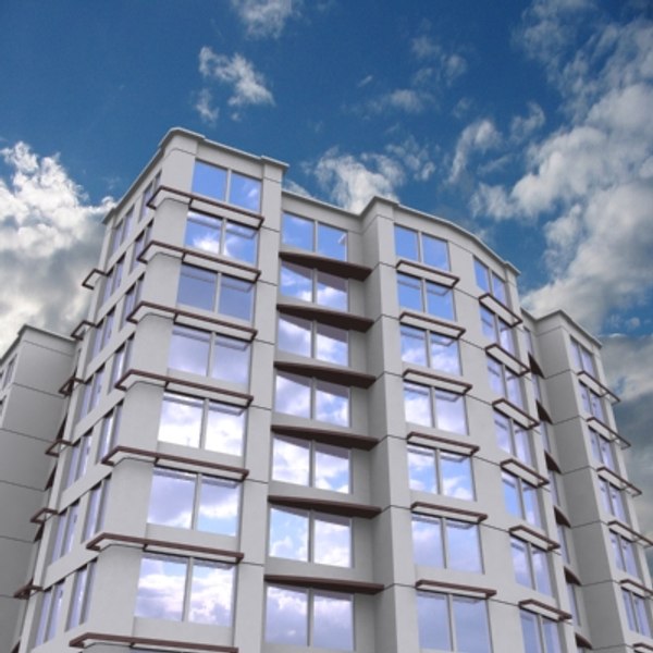 20 story modern apartment 3d model