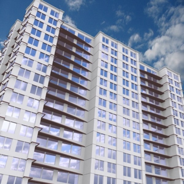 20 story modern apartment 3d model