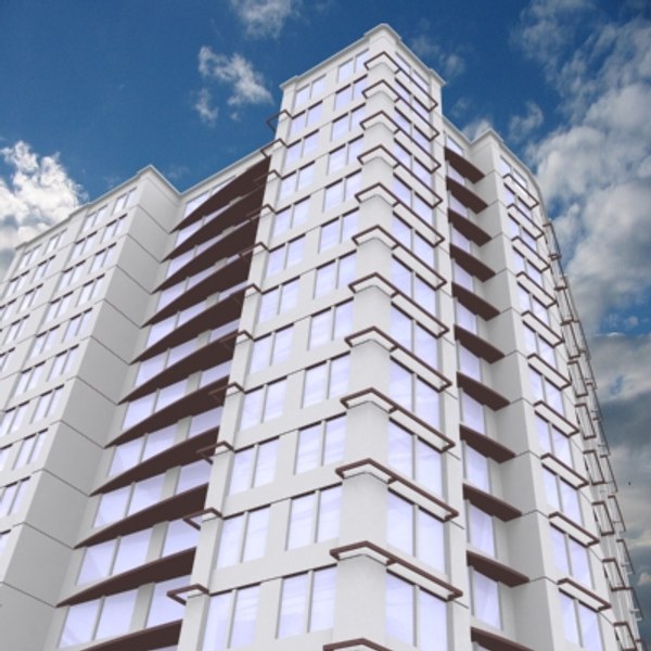 20 story modern apartment 3d model