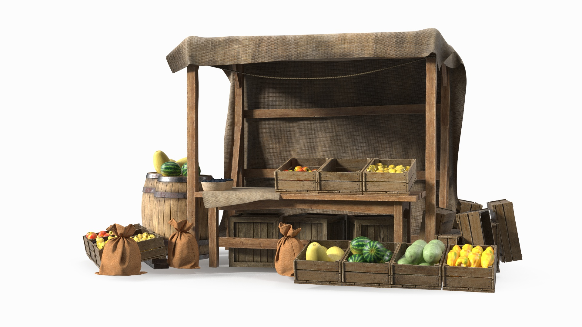 Medieval Market Stall 3D - TurboSquid 2264704