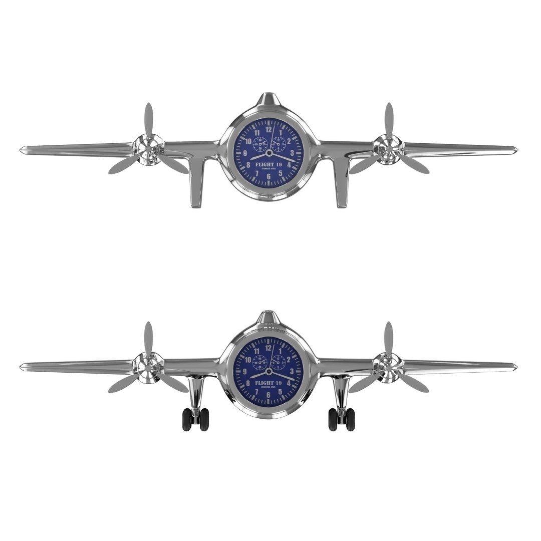 3d model clock airplane