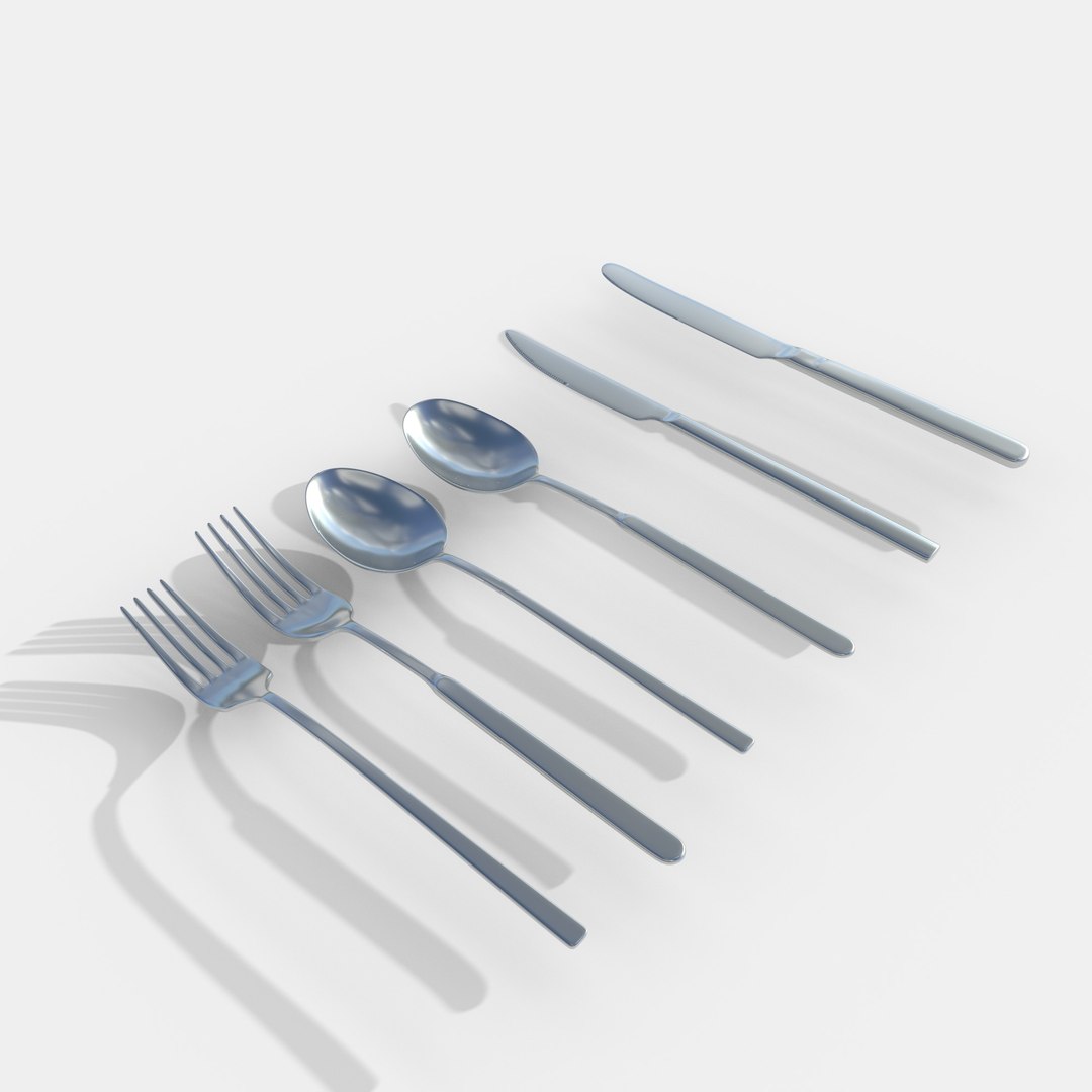 3D Model Simple Cutlery Set - TurboSquid 2387483