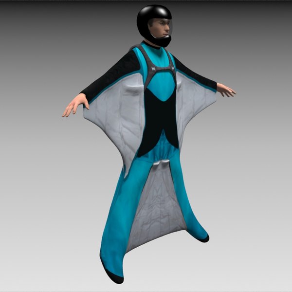 male wingsuit flyer animation 3d model