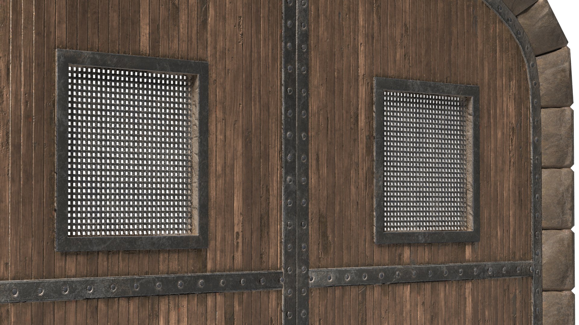 Large Castle Double Door With Square Windows 3D Model - TurboSquid 2279249