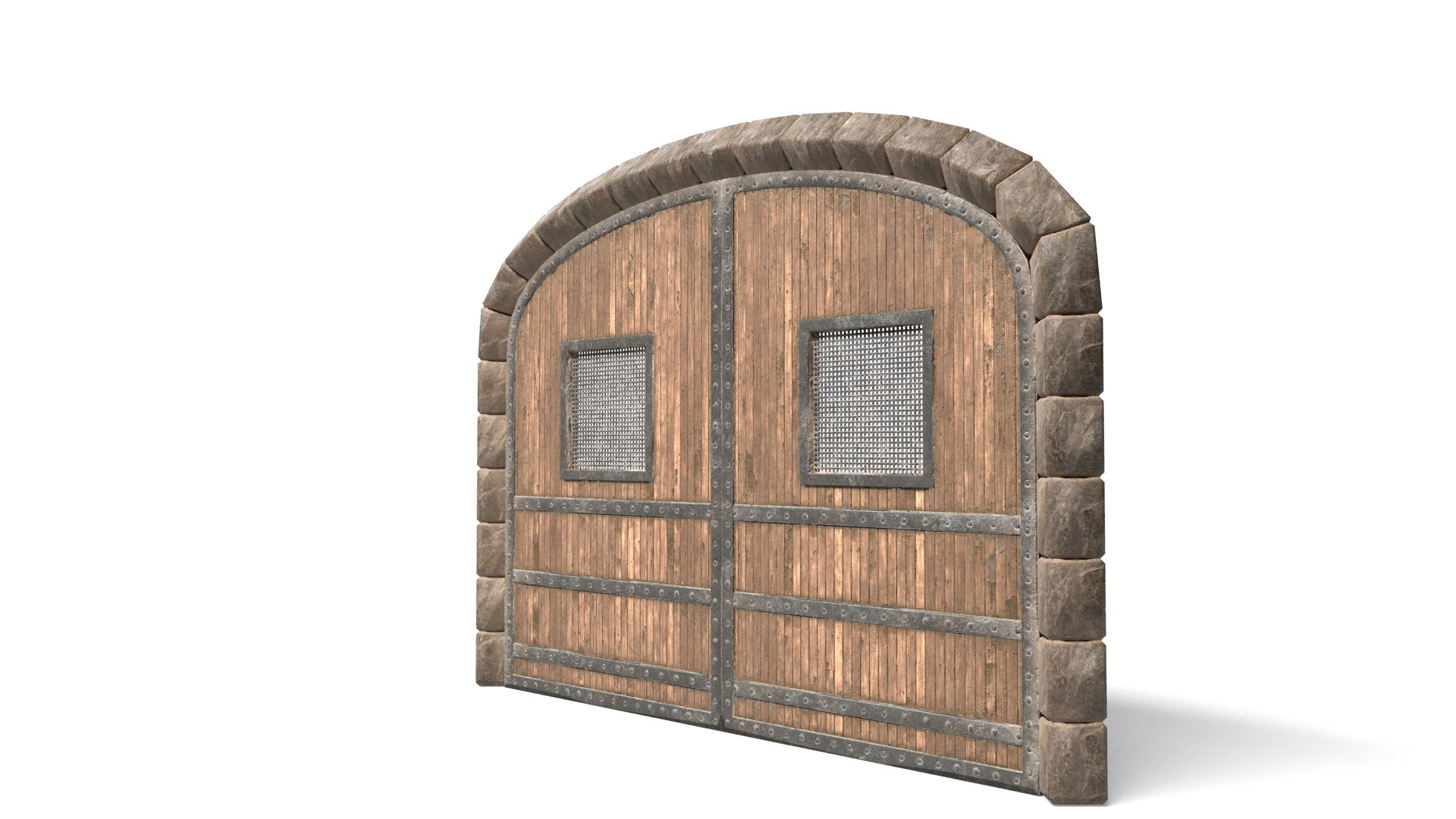 Large Castle Double Door With Square Windows 3D Model - TurboSquid 2279249