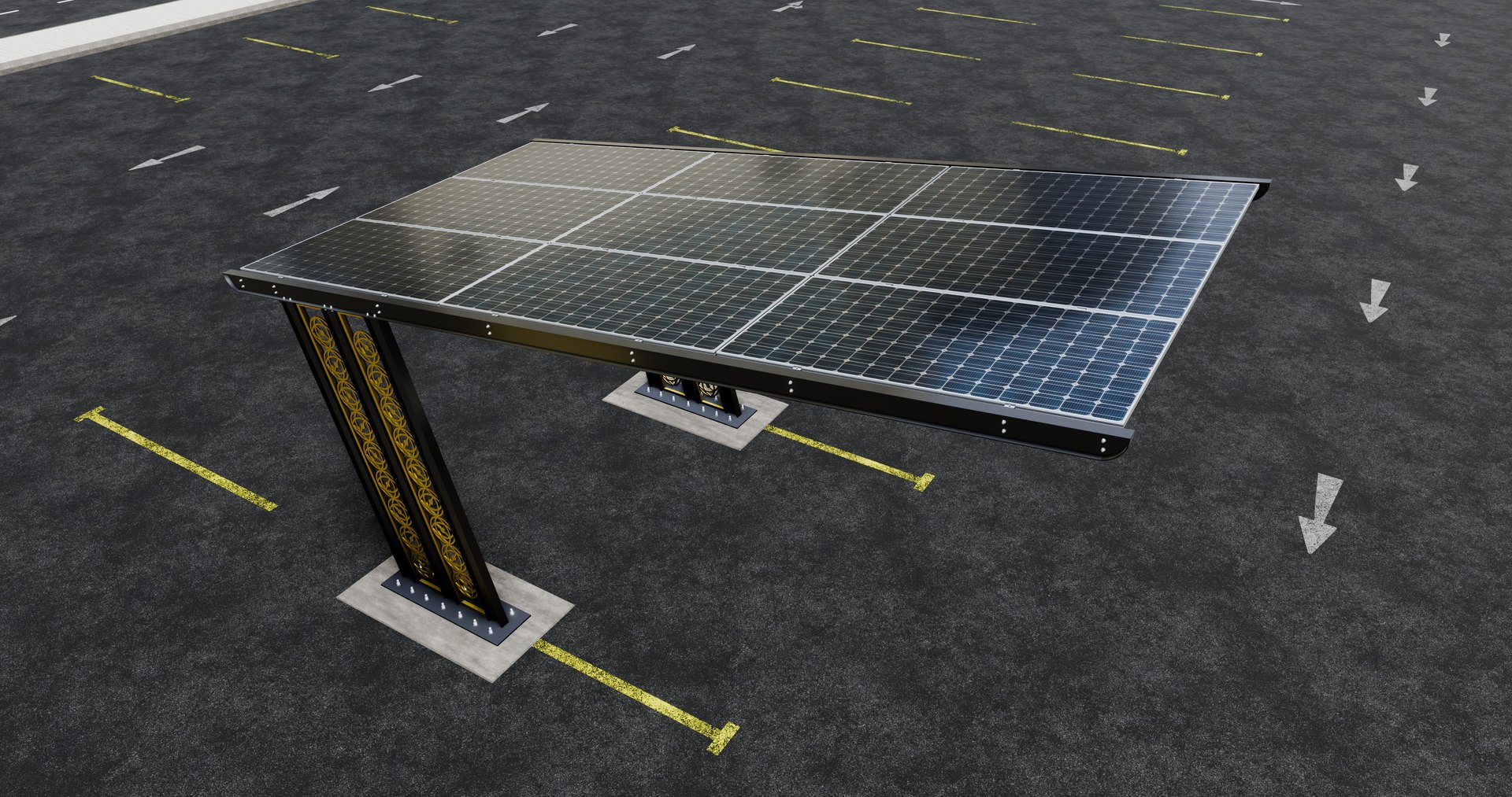 3D Model TRIPLE L TYPE MODERN SOLAR CARPORT TYPE-13 - TurboSquid 2298269