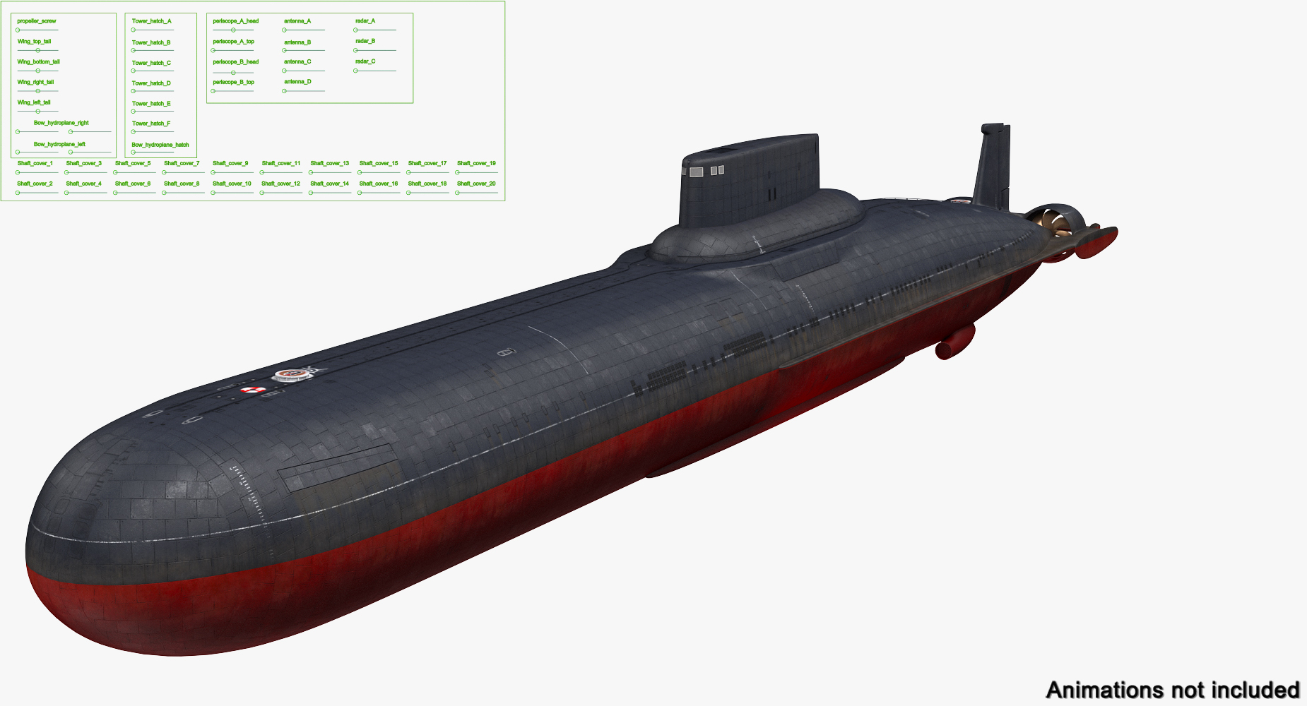 modelo 3d Typhoon Class Submarine Project 941 o Akula Rigged - TurboSquid 1203331