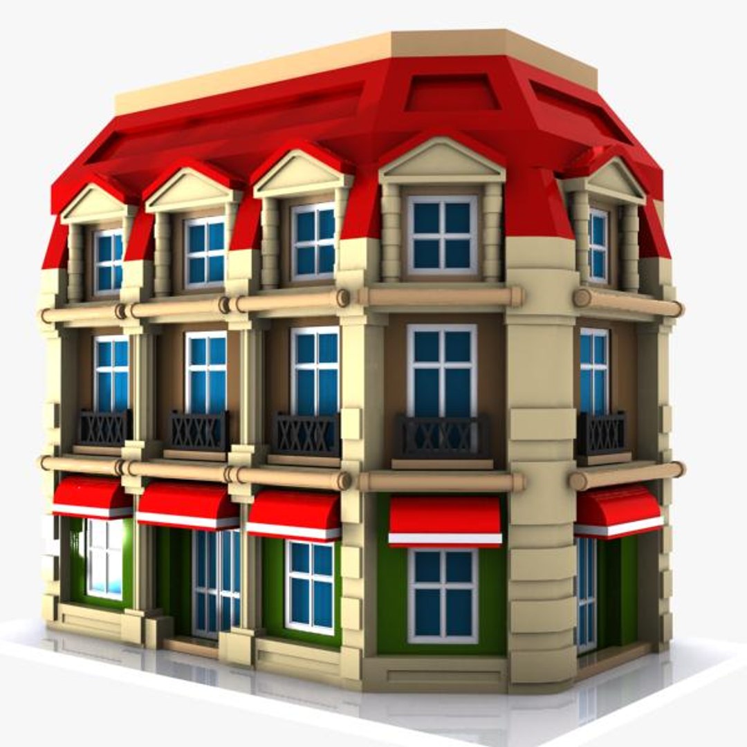 3dsmax Cartoon Corner Building