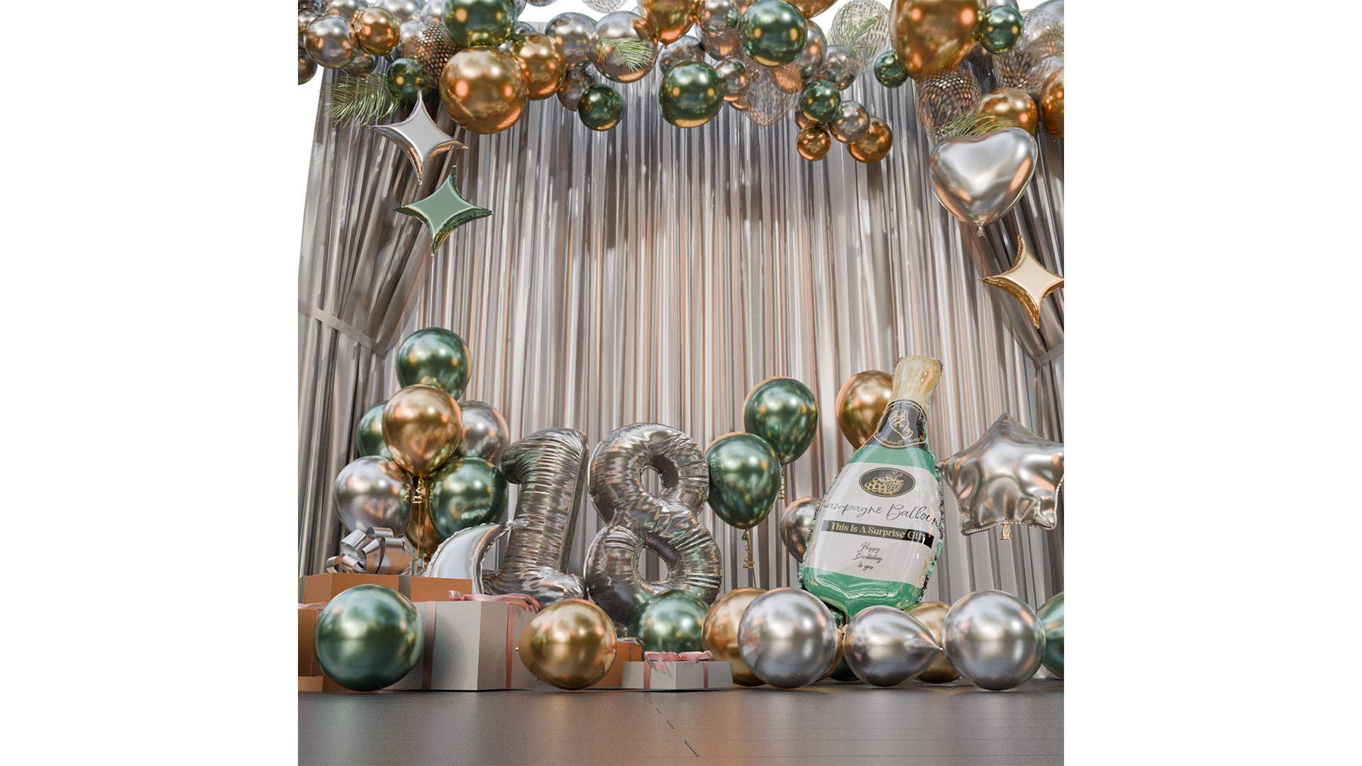 3D Model Birthday Party Balloon Decoration - TurboSquid 2231372