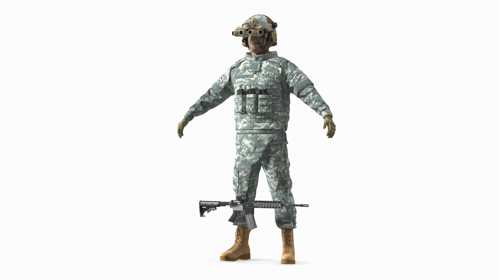 3D Soldier Grey Camo With Night Visor Fur Rigged - TurboSquid 2259447