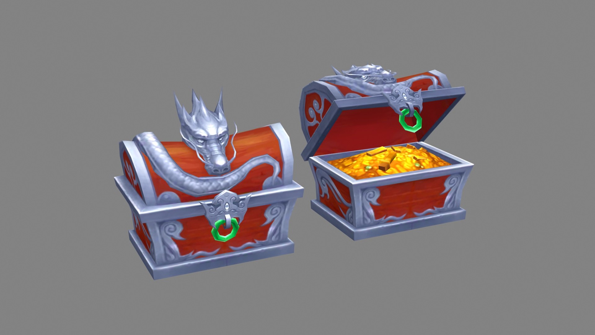 3D Cartoon Treasure Chest - Dragon Chest - TurboSquid 2261284