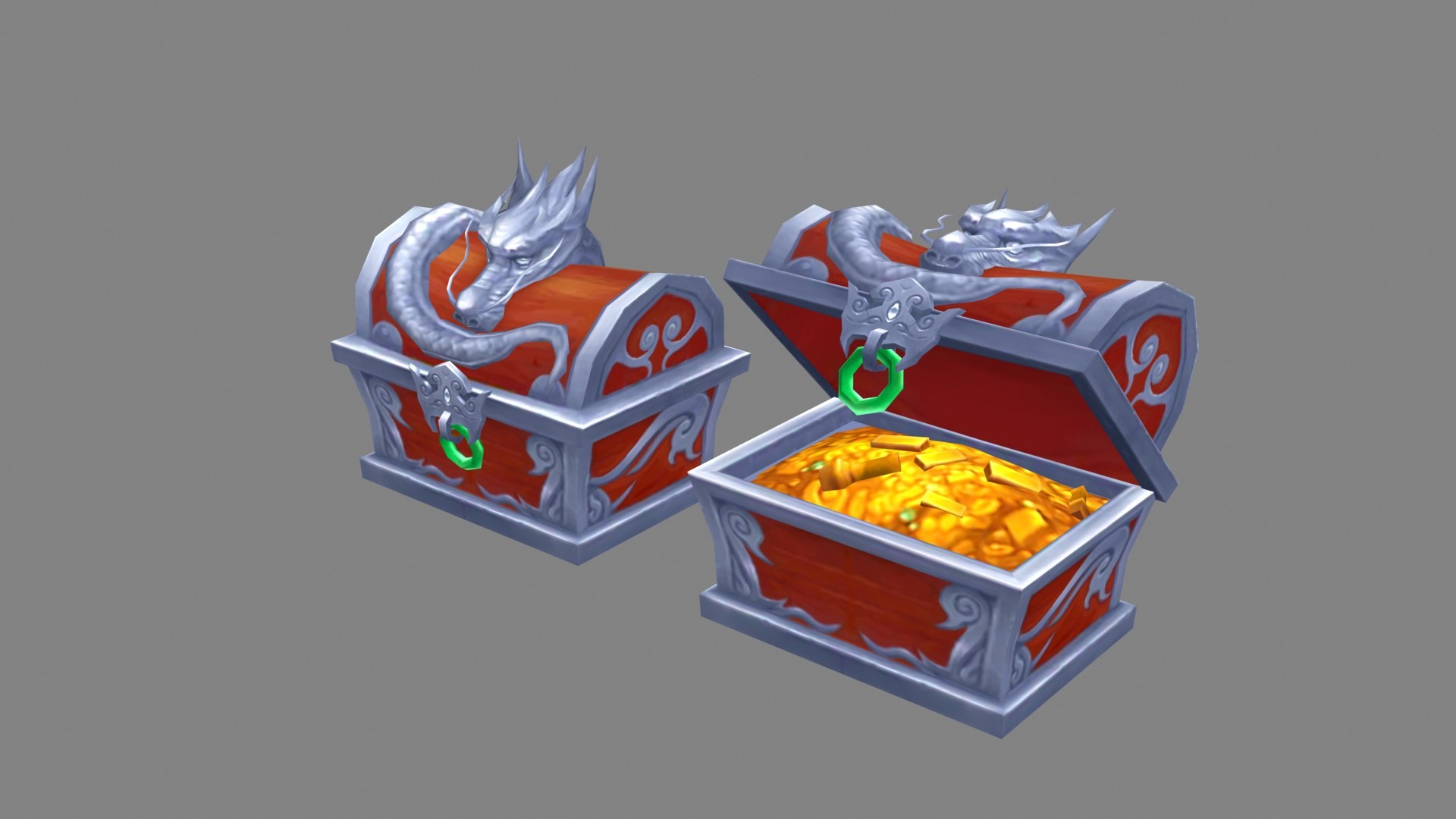 3D Cartoon Treasure Chest - Dragon Chest - TurboSquid 2261284