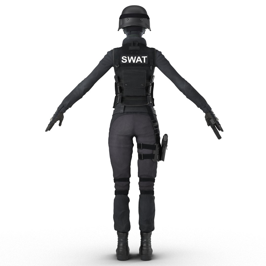 swat police officer woman 3d model