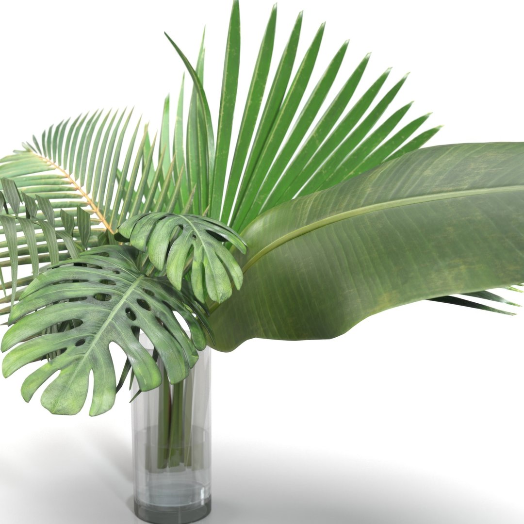 Artificial Faux And Plam Leaf In Vase PBR Model - TurboSquid 2227505
