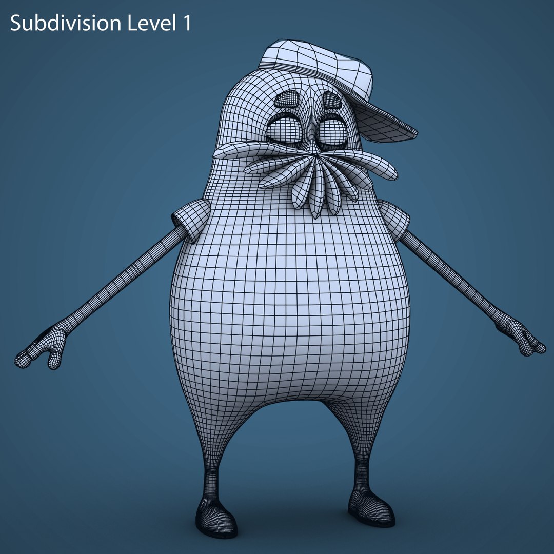 3d model low-poly rigged character bean