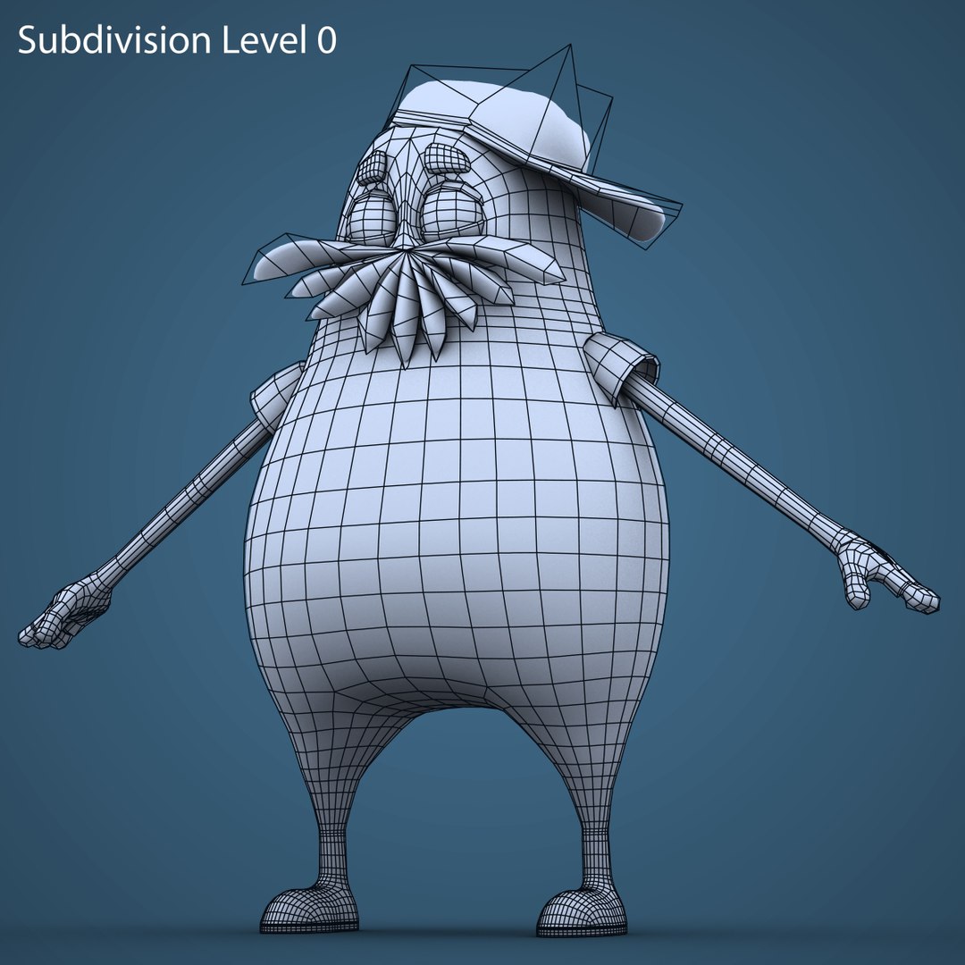 3d model low-poly rigged character bean