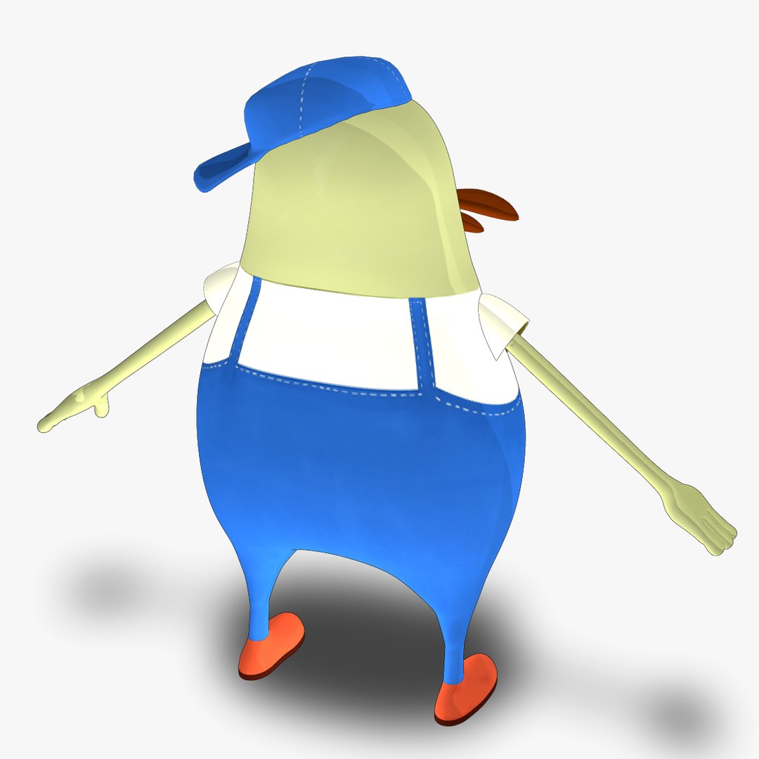 3d model low-poly rigged character bean