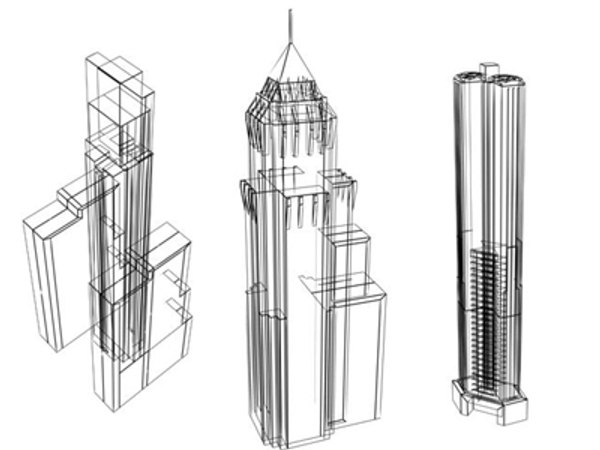 max modern city buildings low-poly