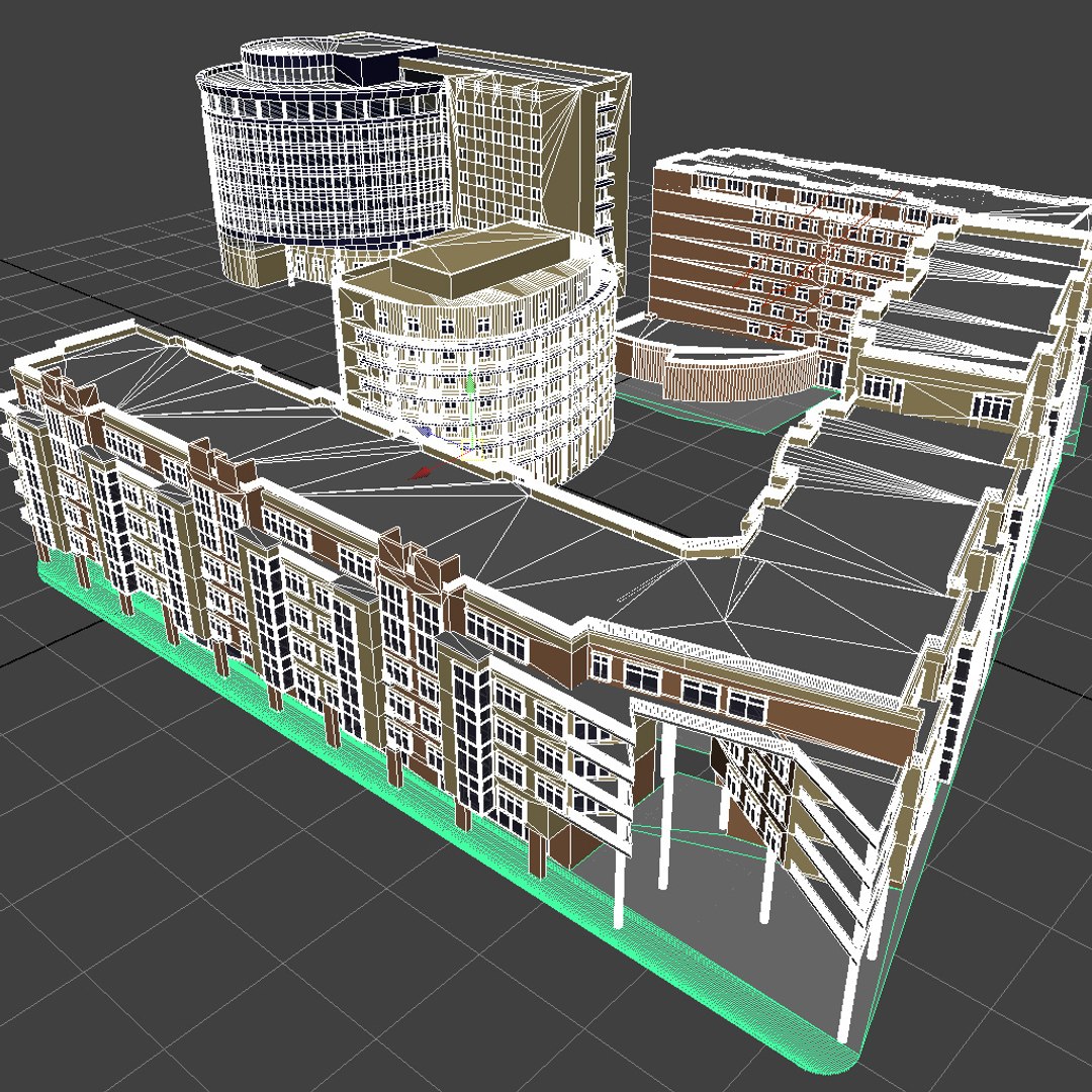 3d model modern multifunctional complex building